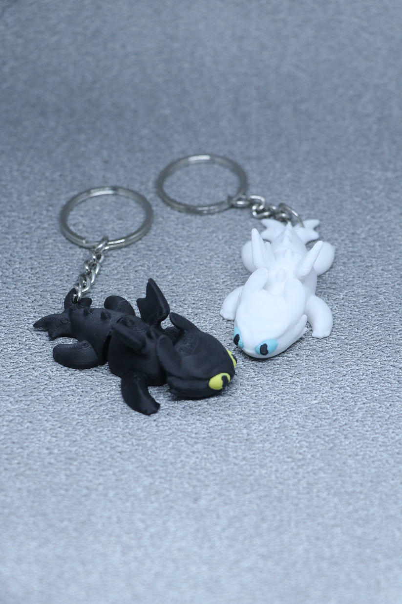 Set of 2 | 3D Printed Flexible Keychain | Light Fury & Night Fury (Bab ...