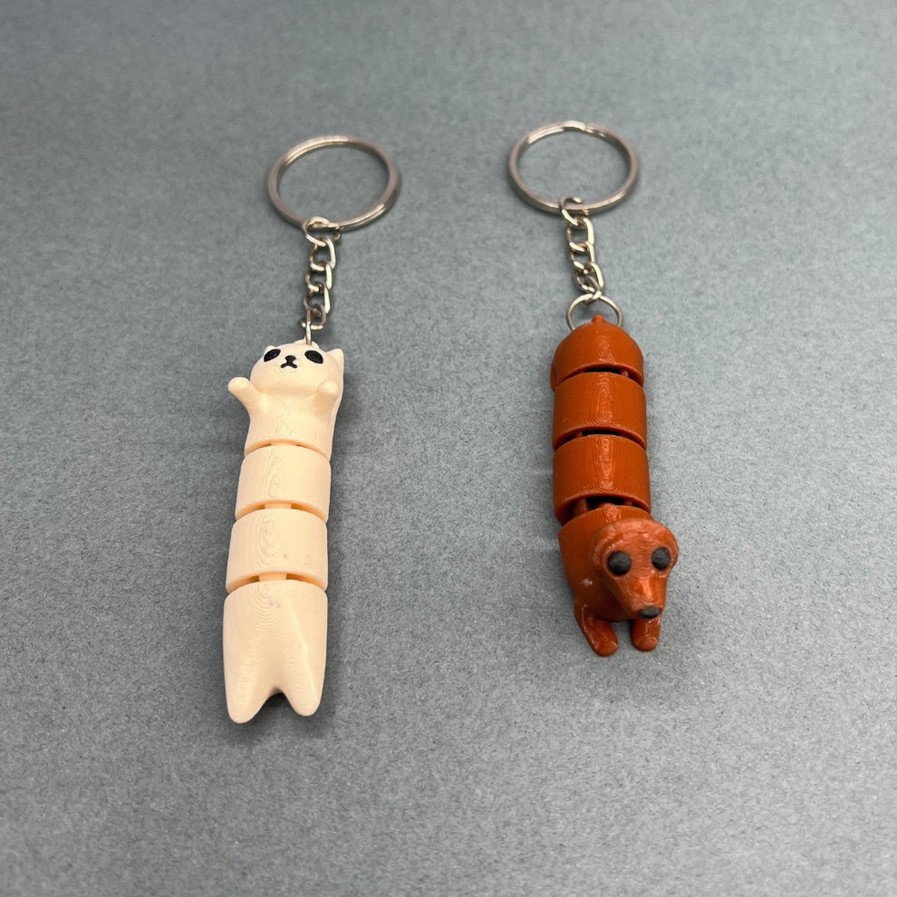 Set of 2 | 3D Printed Flexible Keychain | Sausage Dog & Long Cat – The ...